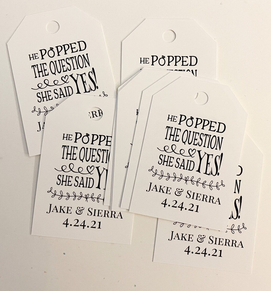 He Popped the Question Tag With Twine, Gift Favor Engagement Tag, He ...