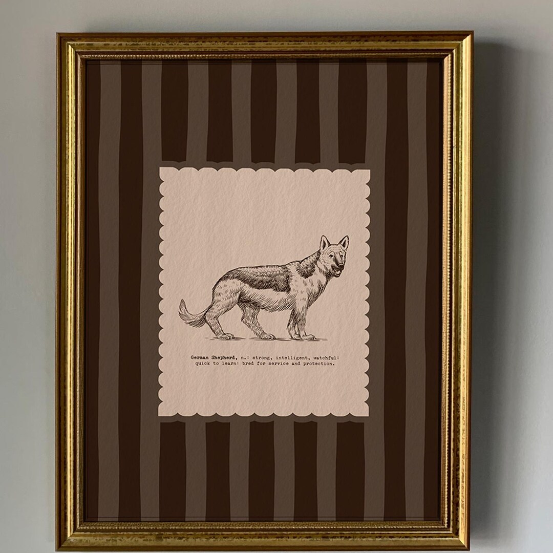 Vintage German Shepherd Art | Typewriter Definition, Old Money Coquette ...