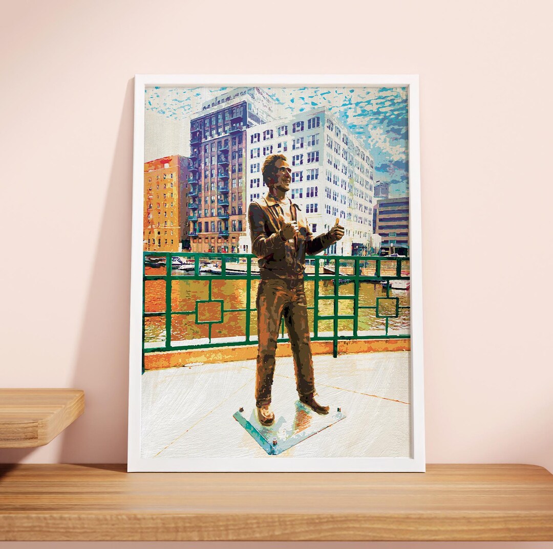 Bronze Fonz Art Print Rolled Posters | Milwaukee Hand-painted Wall Art ...