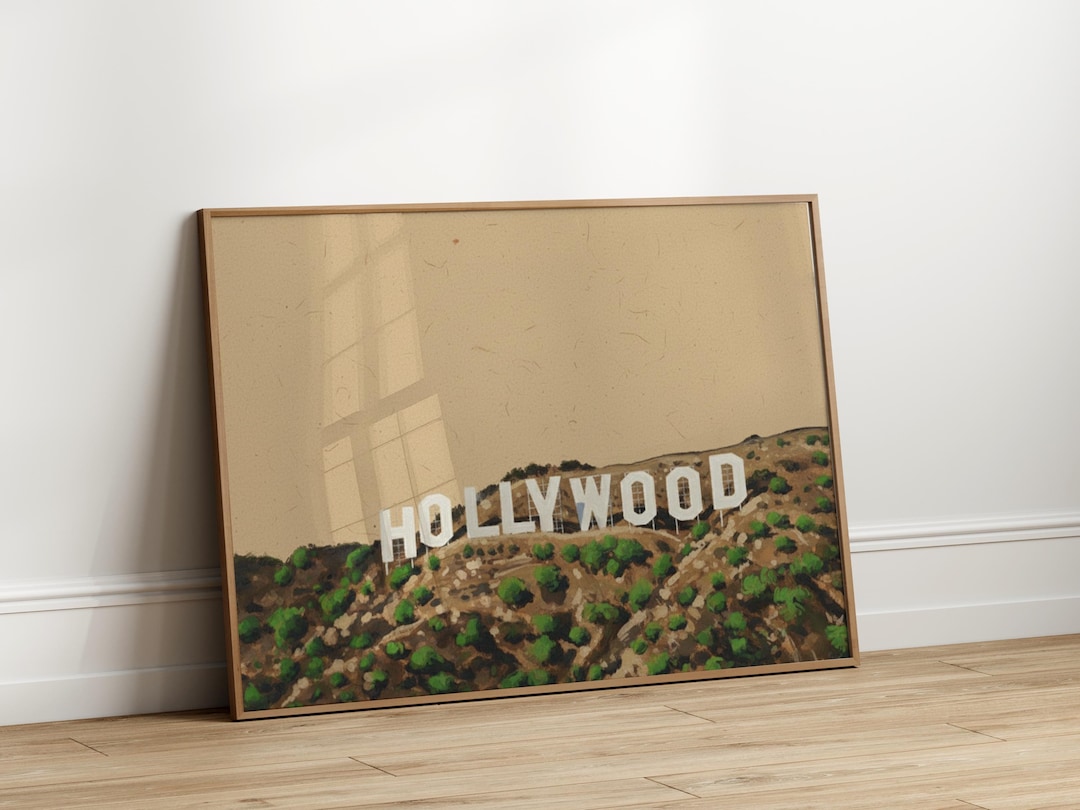 Minimalist Hollywood Sign Art Print | Los Angeles Landmark Poster - Etsy