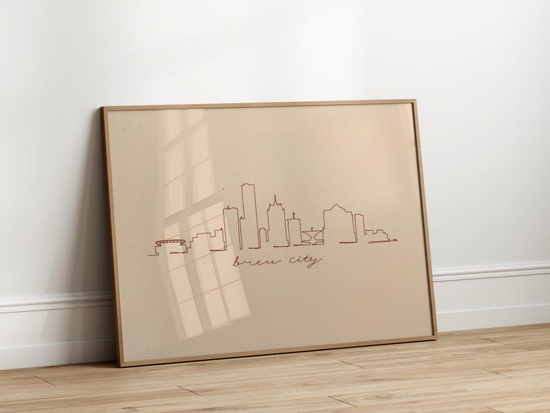 Milwaukee Skyline Line Art Print: Minimalist Cityscape Gallery Wall - Etsy