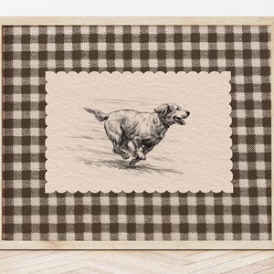 Vintage Dog With Zoomies Sketch, Gallery Wall Artwork, Lab Retriever ...