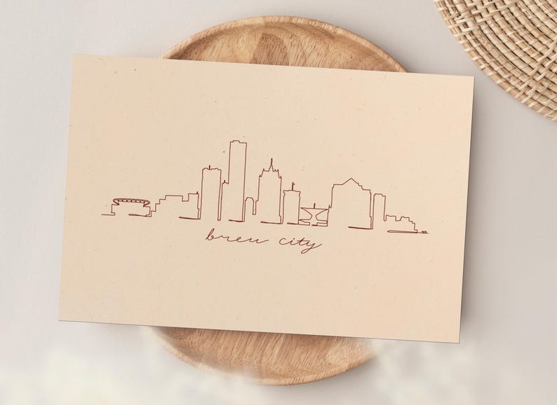 Milwaukee Skyline Line Art Print: Minimalist Cityscape Gallery Wall - Etsy