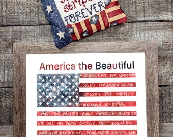 O Beautiful Printable, America the Beautiful Lyrics, Fourth of July ...