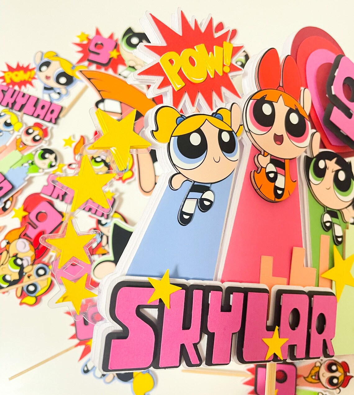 3D Powerpuff Girls Caketopper | Party Decor | Party Centerpiece | Room ...