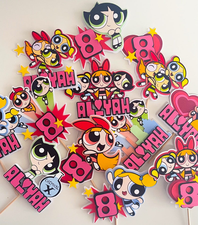 3D Power Puff Girls Thema Cupcake Topper | Feestdecoratie | Taartdecor ...