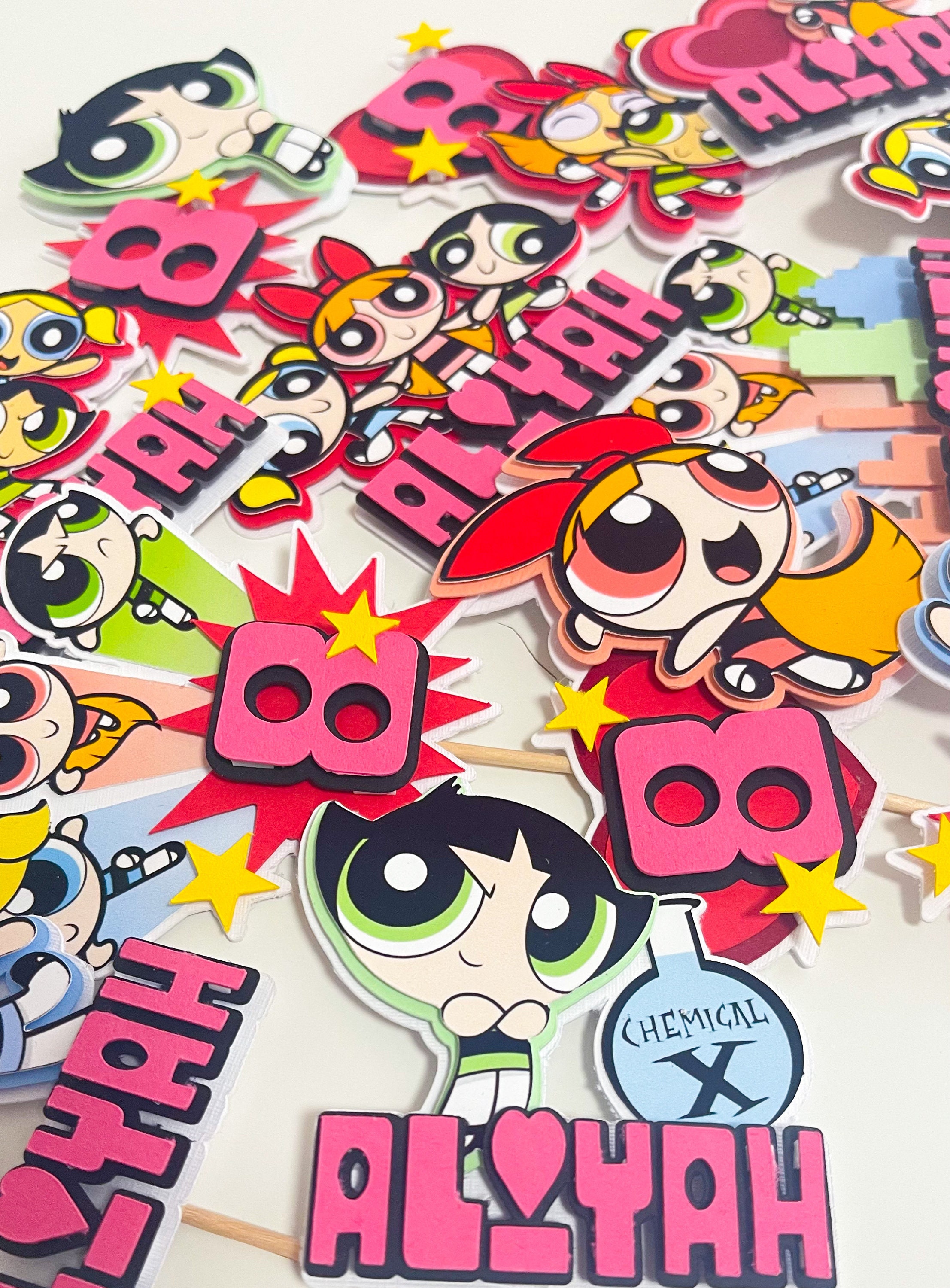 3D Power Puff Girls Thema Cupcake Topper | Feestdecoratie | Taartdecor ...