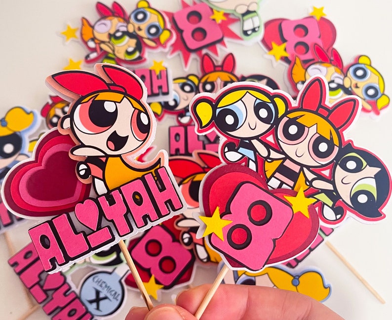 3D Power Puff Girls Thema Cupcake Topper | Feestdecoratie | Taartdecor ...