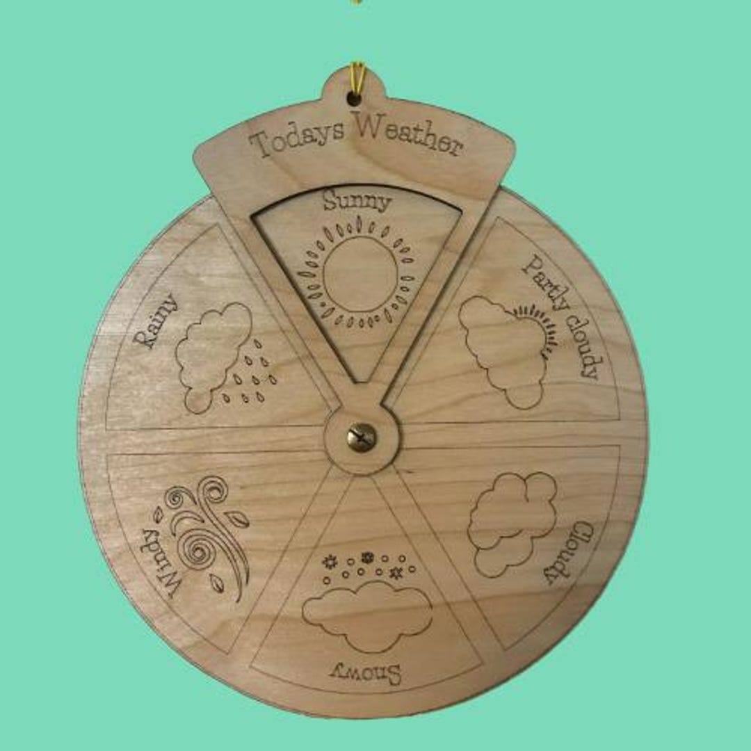 XL Weather Wheel: Wooden Kids Learning Tool, Rainy Windy Cloudy - Etsy