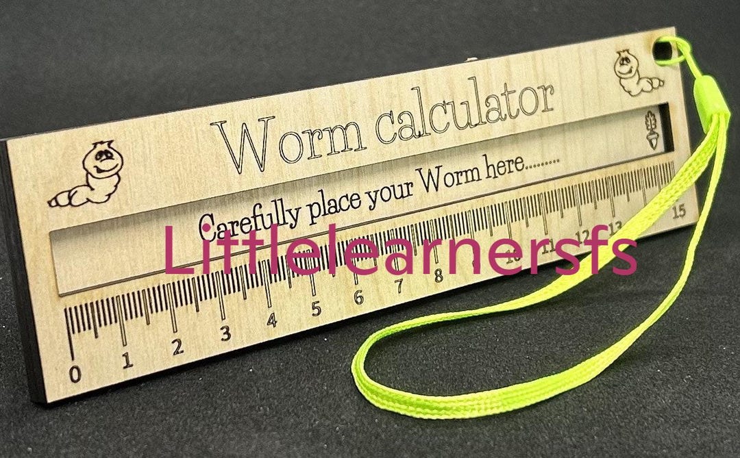 Personalised Worm Calculator Measurer, Birch Plywood Worm Ruler With ...