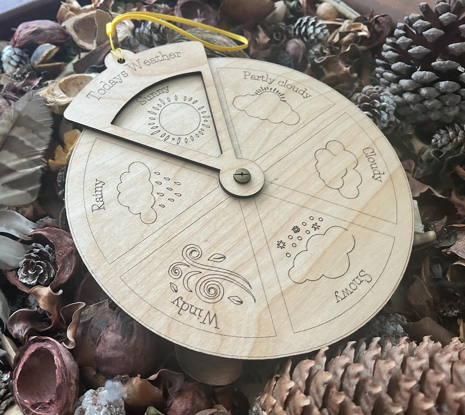 XL Weather Wheel: Wooden Kids Learning Tool, Rainy Windy Cloudy - Etsy