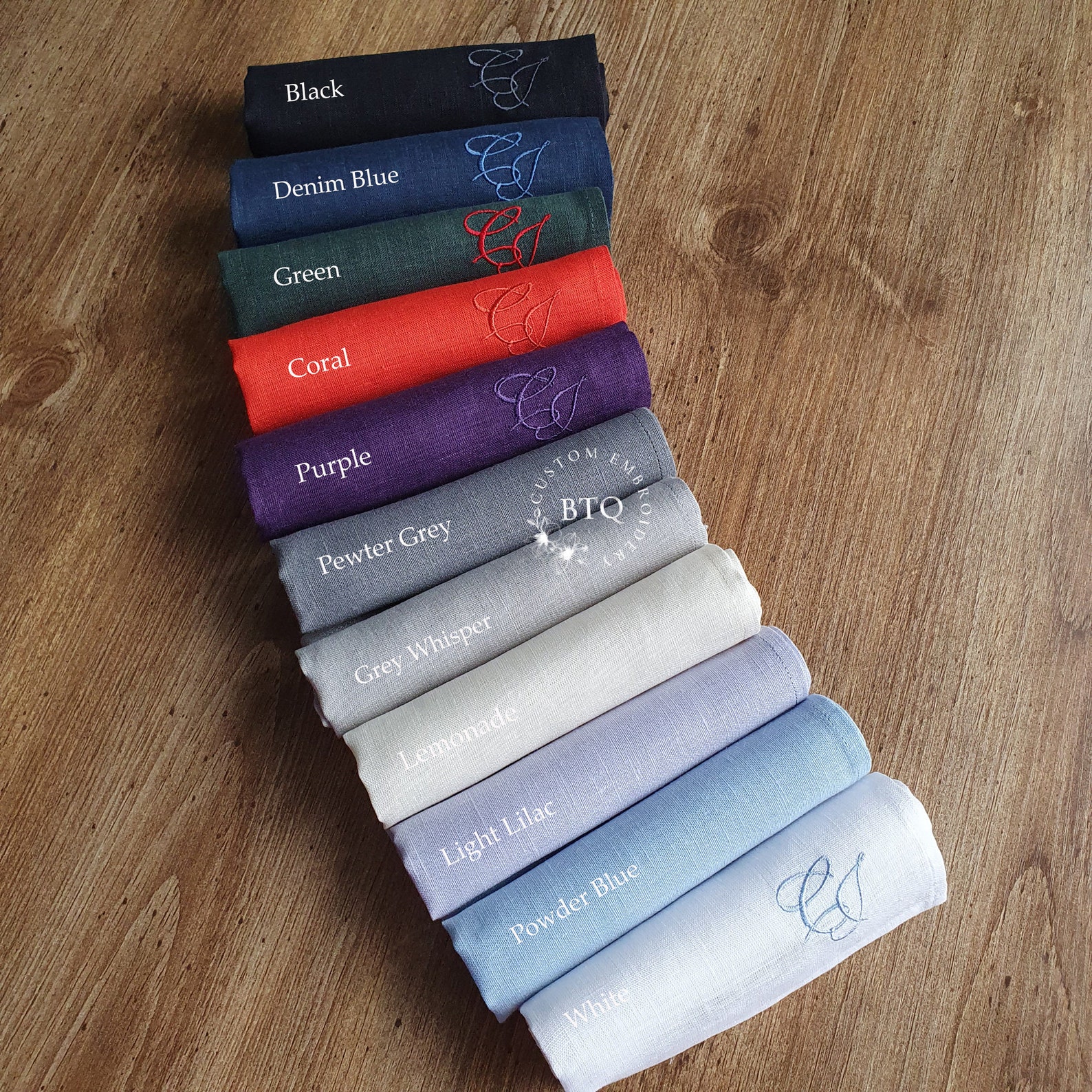 Monogrammed Linen Handkerchief Set of 3 Personalized Hankies - Etsy