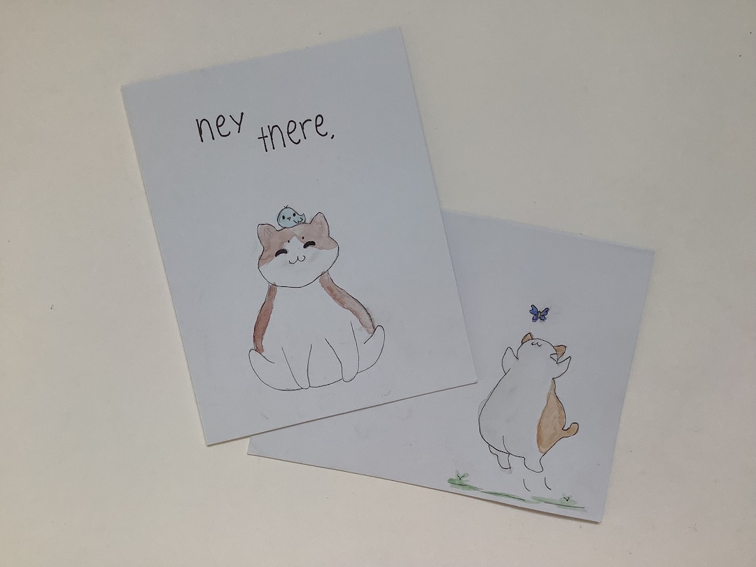 Cute Cat Greeting Cards - Etsy