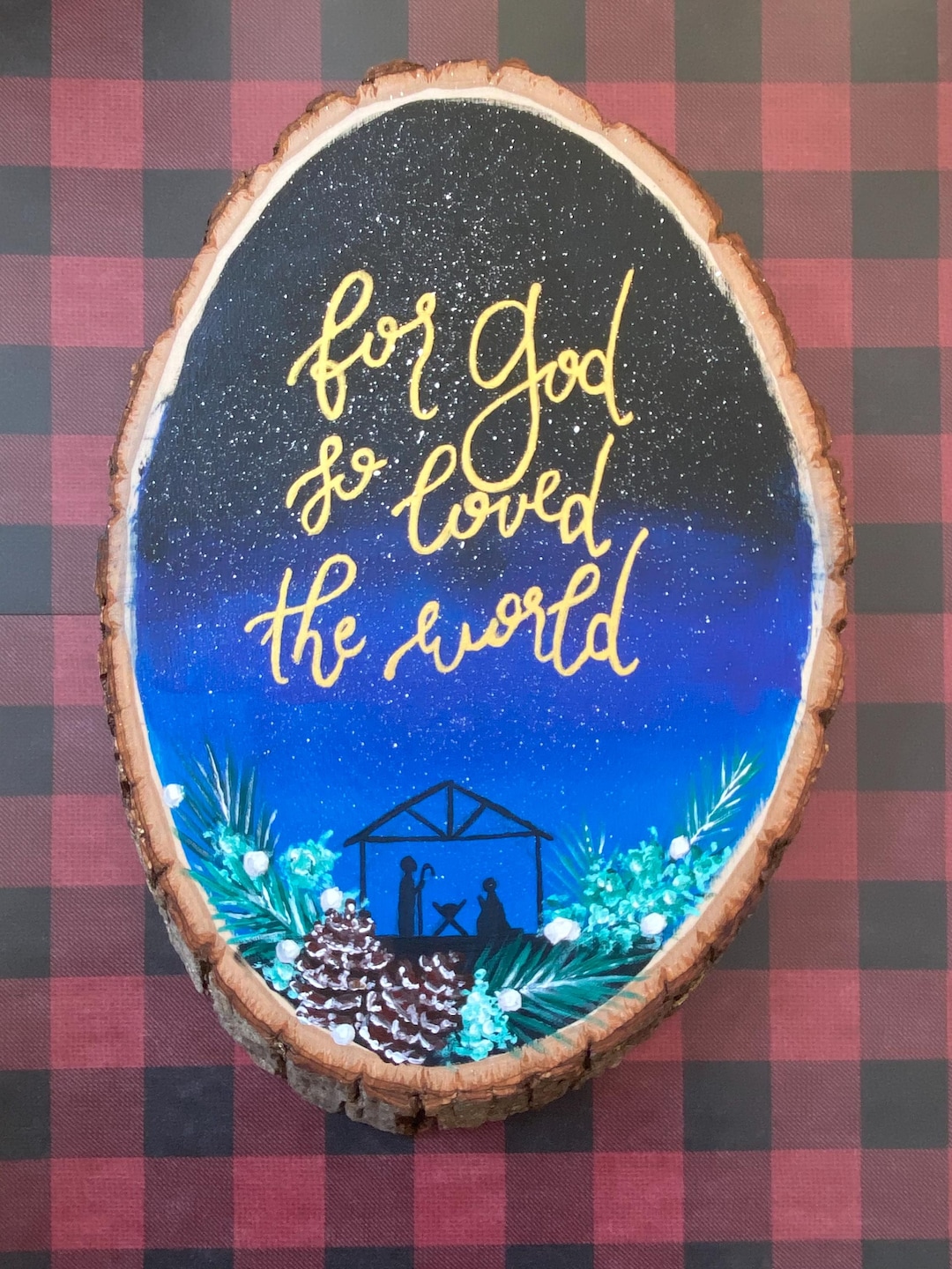 For God so Loved the World Nativity Wooden Wall Sign - Etsy