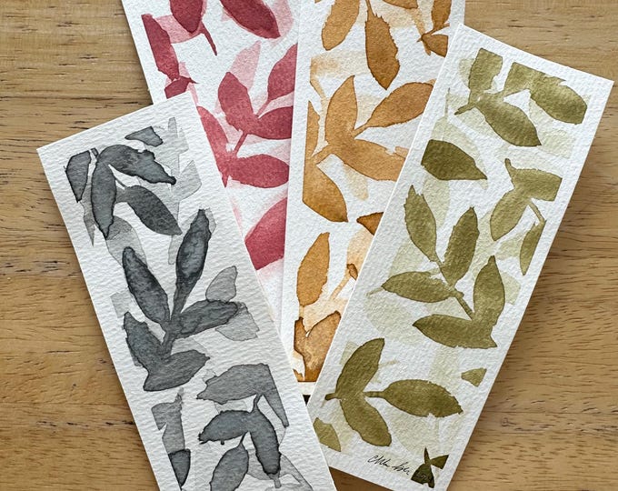 Watercolor Leaf Bookmarks - Etsy
