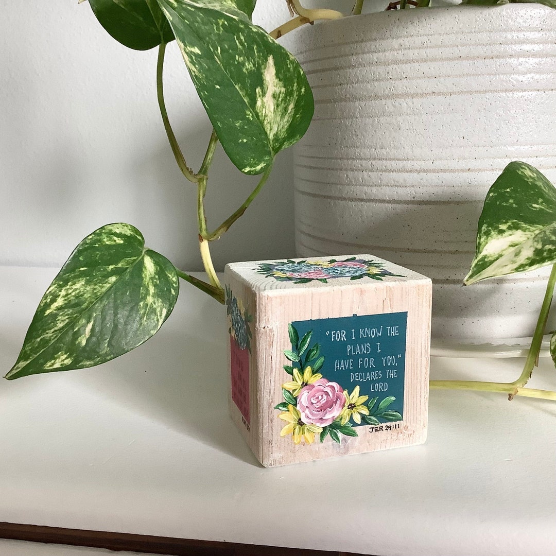 Hand-painted Bible Verse Cube - Etsy