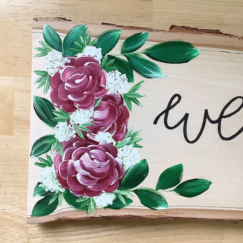 Hand-painted Red Roses “welcome” Sign - Etsy
