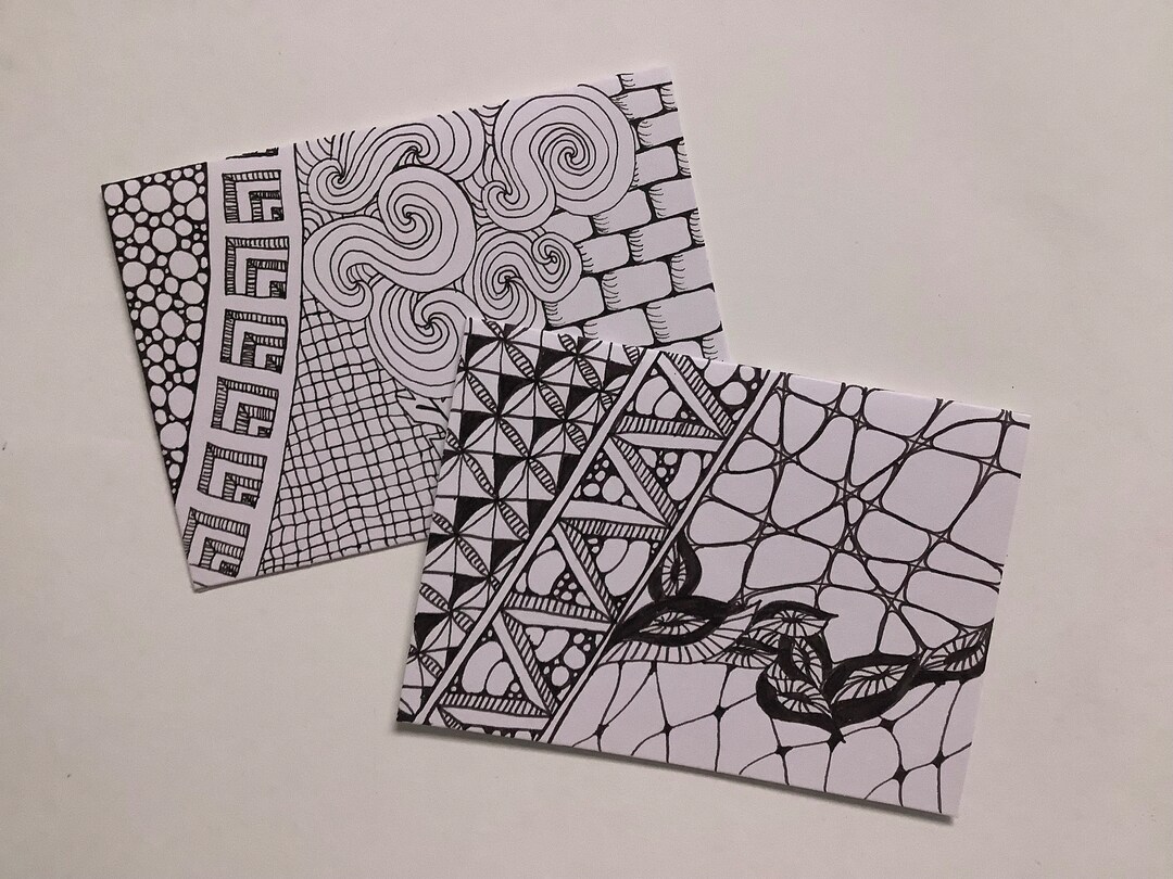 Zentangle Greeting Cards set of 2 - Etsy