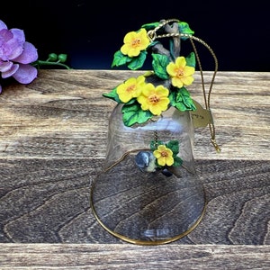Vintage Danbury Mint Glass Bell Songbird Ornament Chickadee With ...