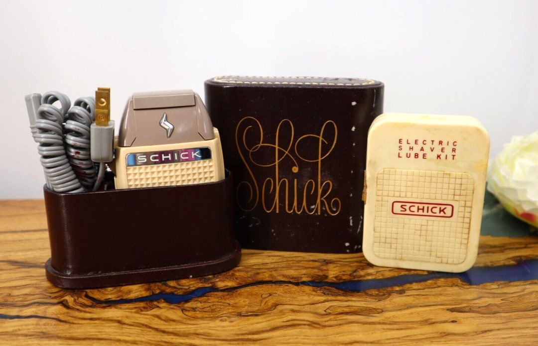 Vintage MCM Schick Electric Shaver Leather Case Working With Original ...