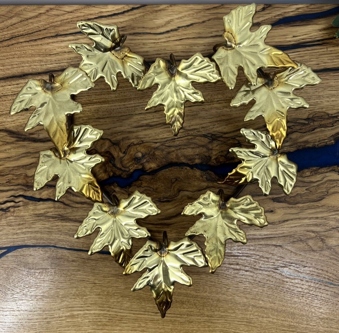 Vintage MCM HOMCO Brass Leaves Heart Shaped Wall Hanging Home Decor ...