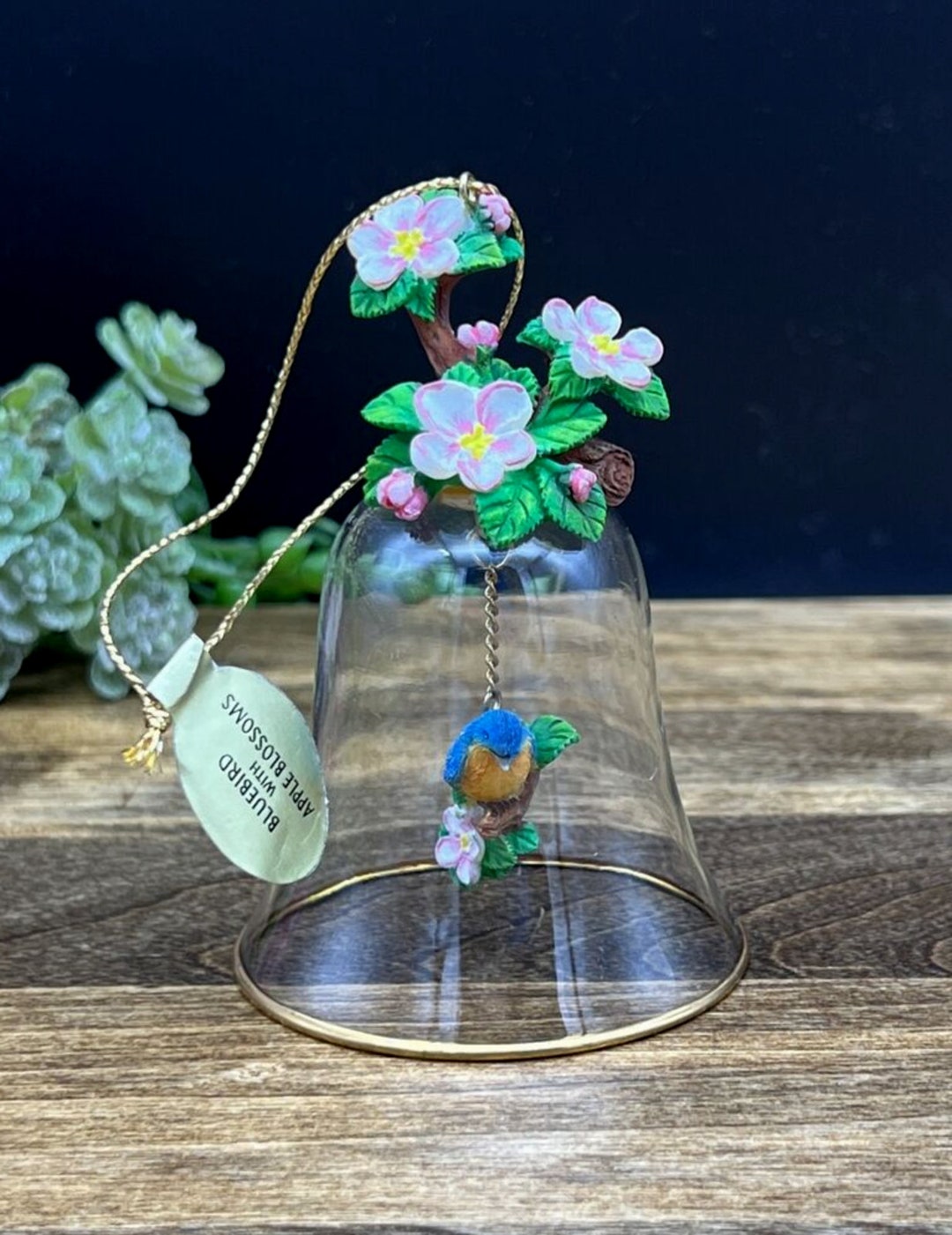 Vintage Danbury Mint Glass Bell Songbird Ornament Bluebird W/ Apple ...