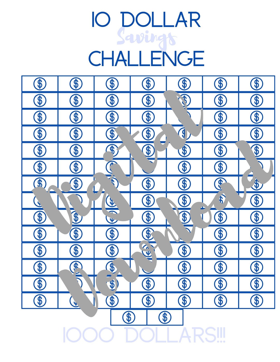 10 DOLLAR SAVINGS CHALLENGE - Etsy