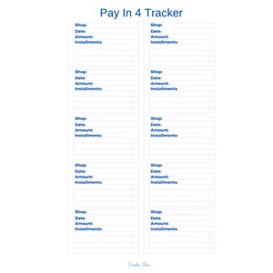 Pay in 4 Tracker, Half-letter Planner Printable, Afterpay, Klarna ...