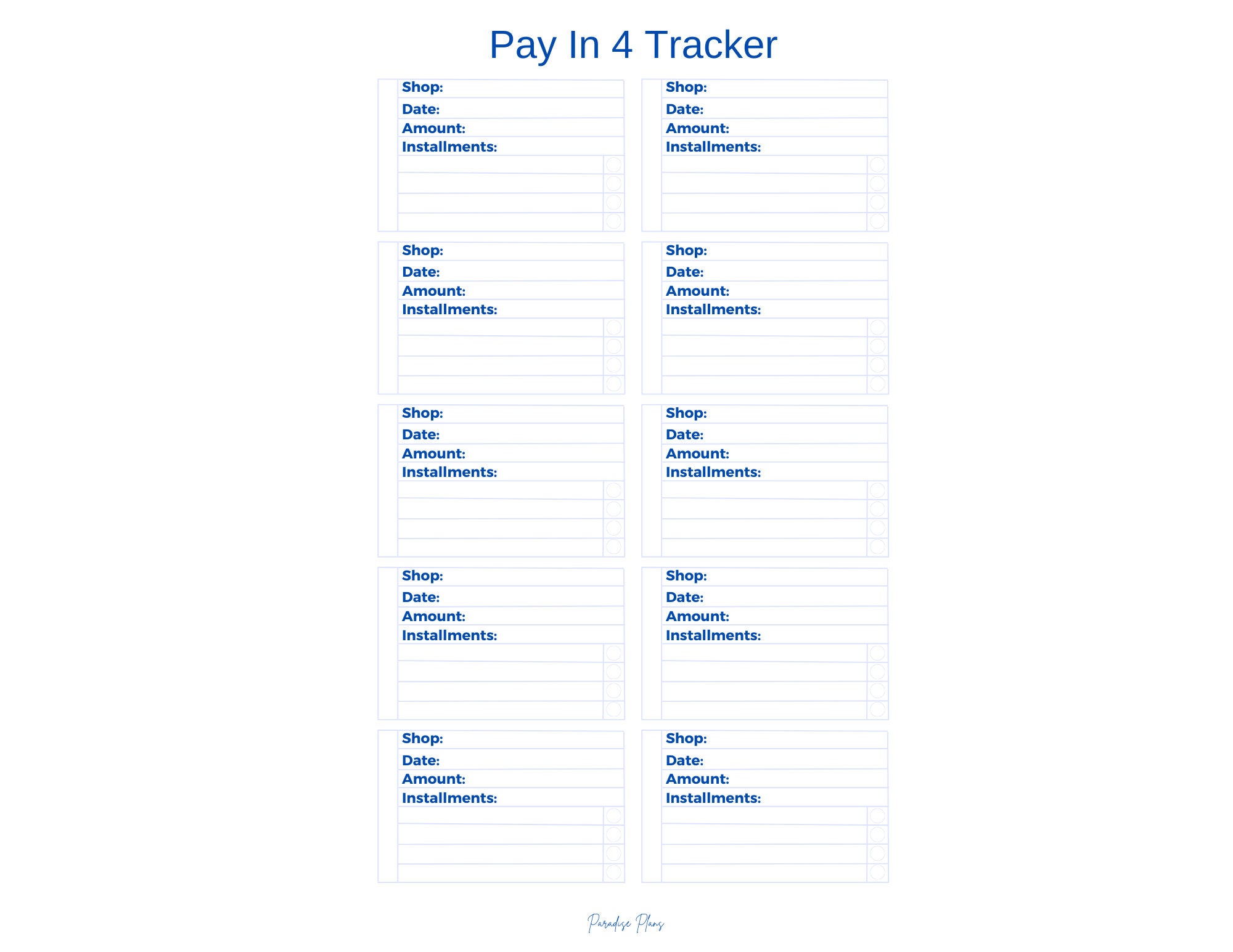 Pay in 4 Tracker, Half-letter Planner Printable, Afterpay, Klarna ...