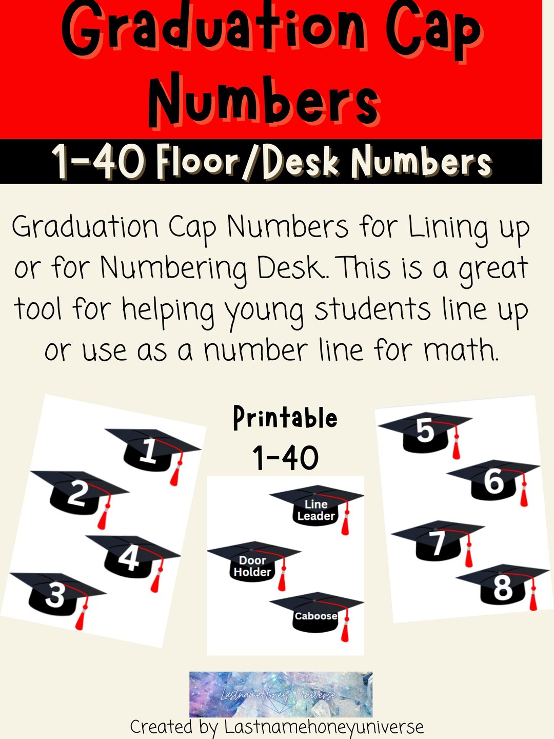 Graduation Caps Floor Numbers, Line up Numbers, Number Lines - Etsy