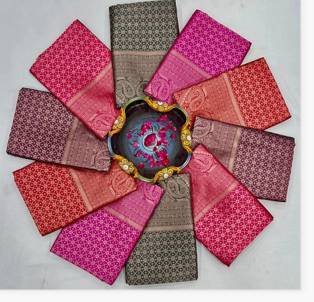 Rich Pallu Lichi Silk Saree/ Fall and Pico Done / Ships Next Business ...