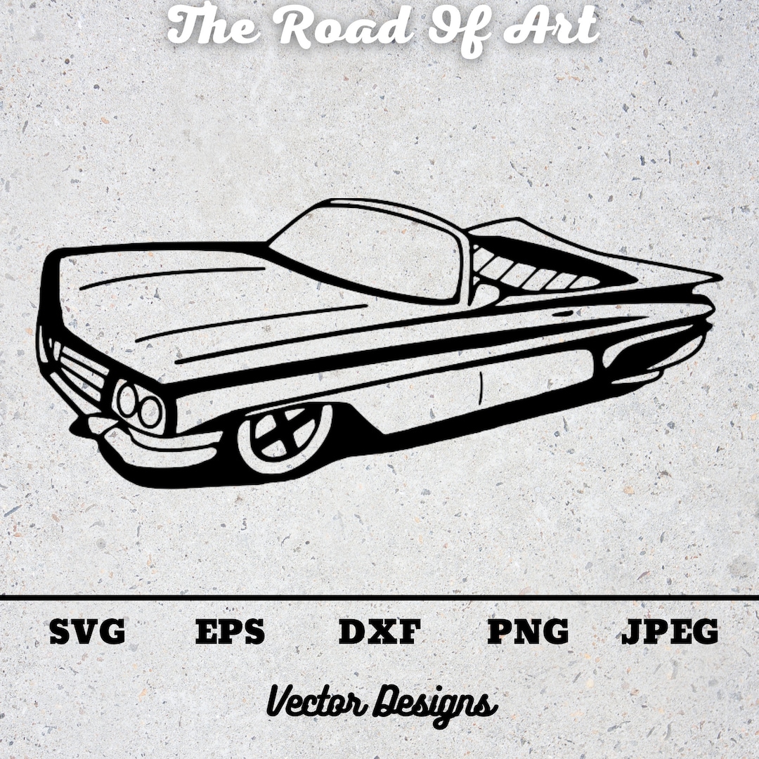 Lowrider SVG Convertible Car Drawing Cut Files for Cricut & Silhouette ...
