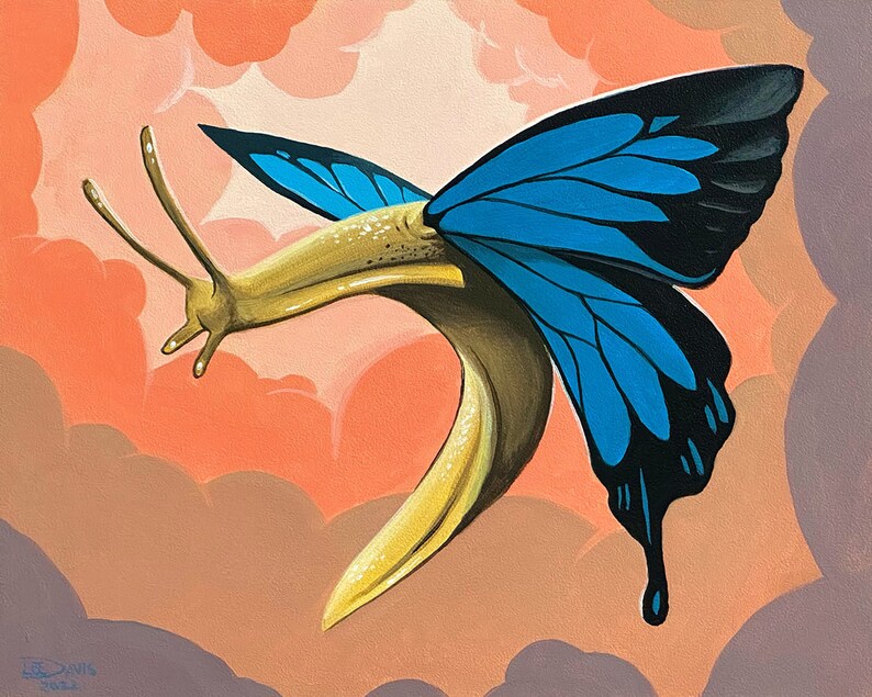 Slug With Butterfly Wings Print sluggerfly 2 Free Shipping - Etsy