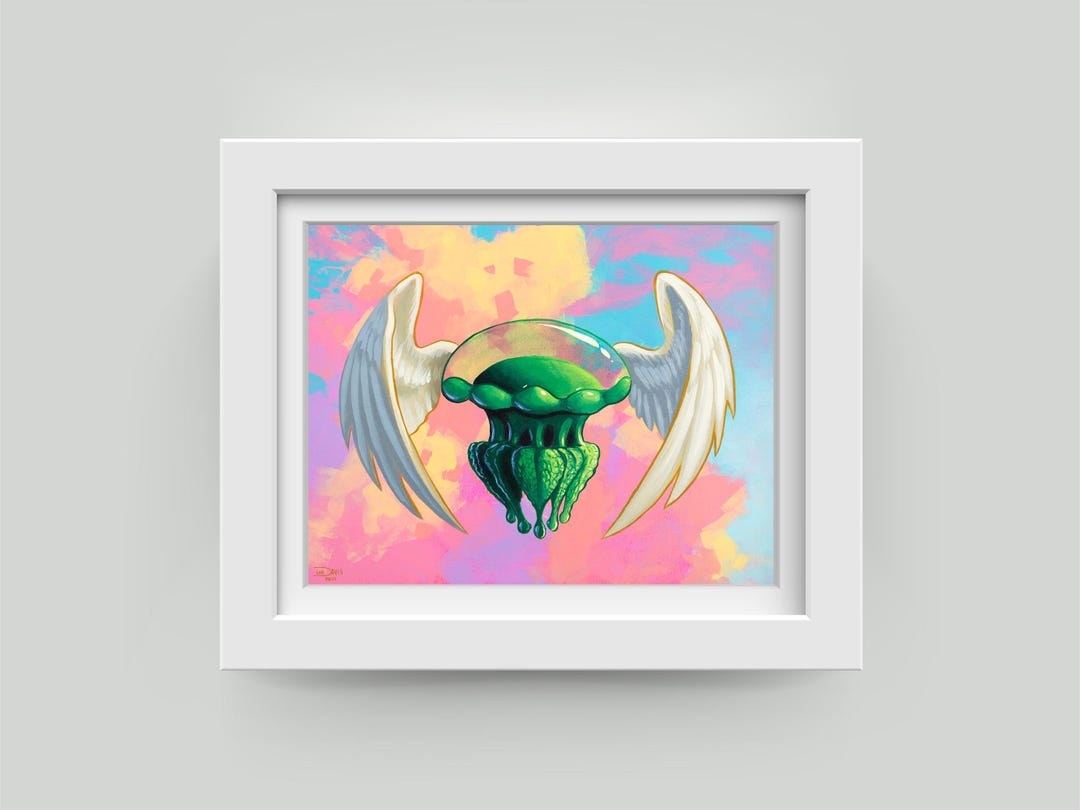 Jellyfish With Wings Print angelic Jelly Free Shipping - Etsy