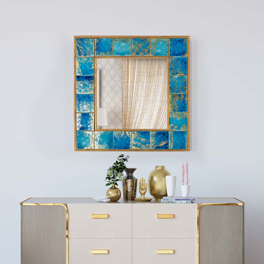 Handmade Tile Turkish Mirror - Stone Framed Mirror - Wall Hanging Decor ...