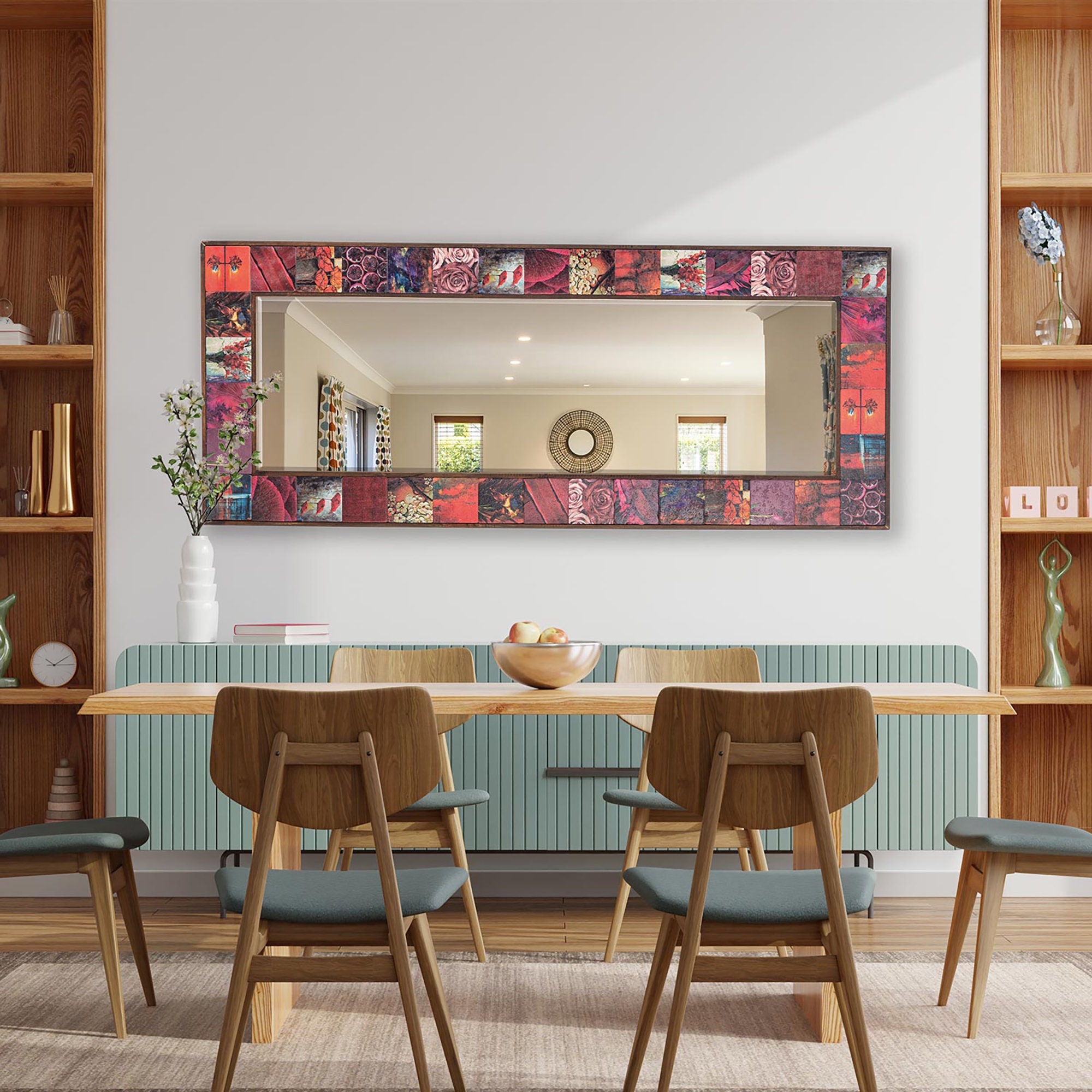 Handmade Ethnic Tile Mirror: Bohemian Wall Decor (24.4 X 59.8 Inches ...