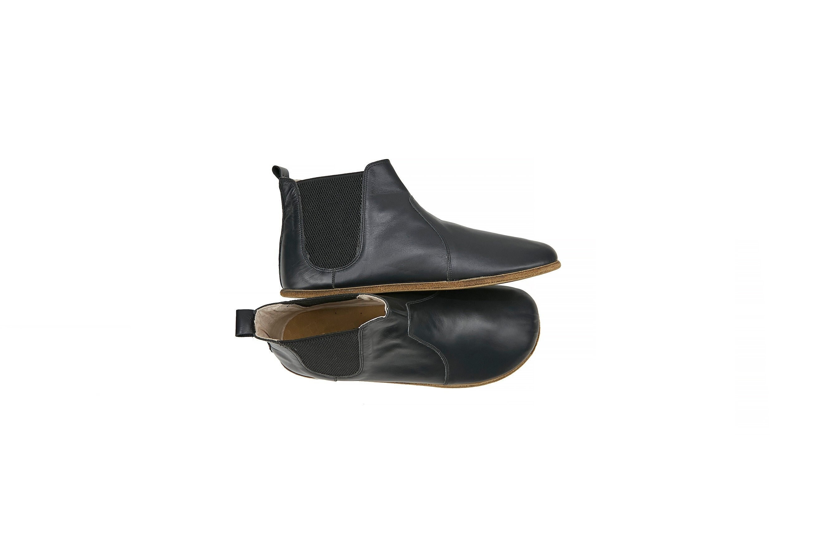 Men's Barefoot Black Chelsea Boots Modern Handmade Ankle Boots Zero ...