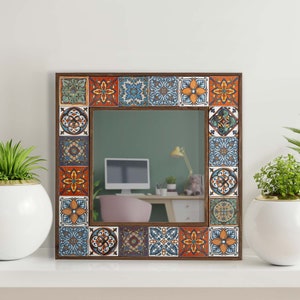 Handmade Tile Turkish Mirror Stone Framed Mirror Wall Hanging Decor ...