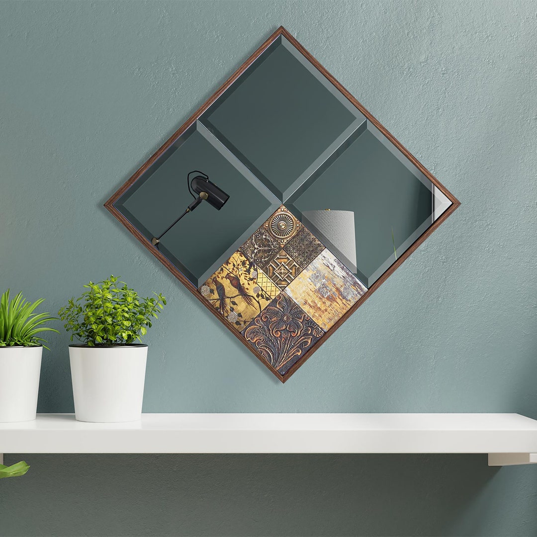 Handmade One Side Turkish Stone Tile Tetragon Mirror - Diamond Wall ...