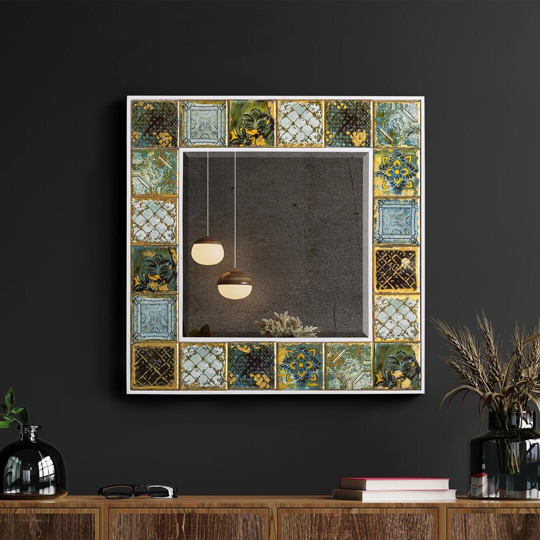 Handmade Tile Turkish Mirror Stone Framed Mirror Wall Hanging Decor ...