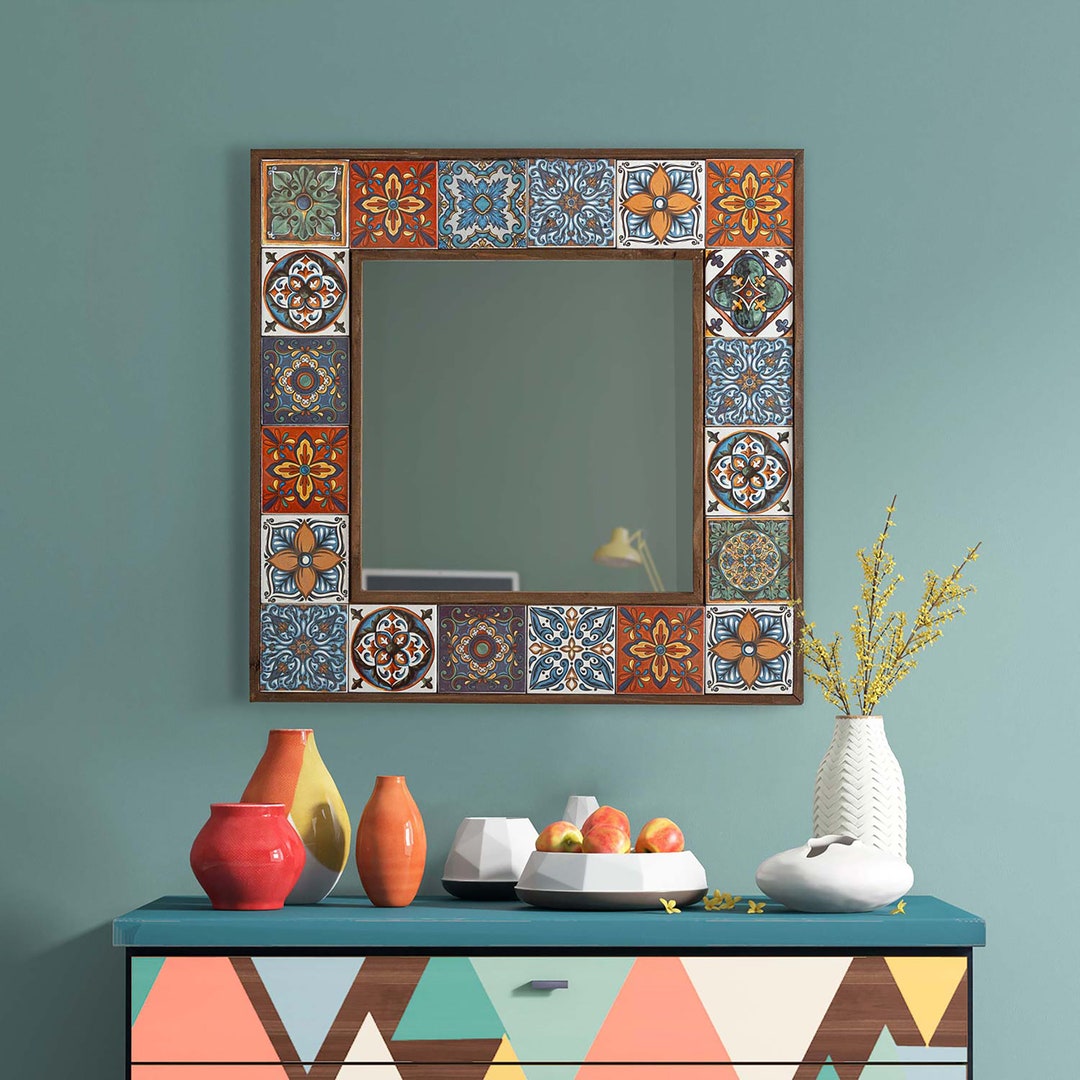 Handmade Tile Turkish Mirror Stone Framed Mirror Wall Hanging Decor ...