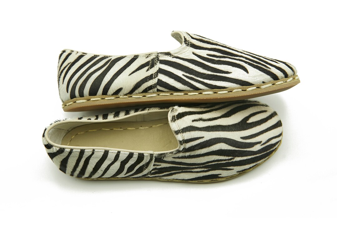 Zebra Print Yemeni Shoes: Handmade Turkish Leather Slippers - Etsy