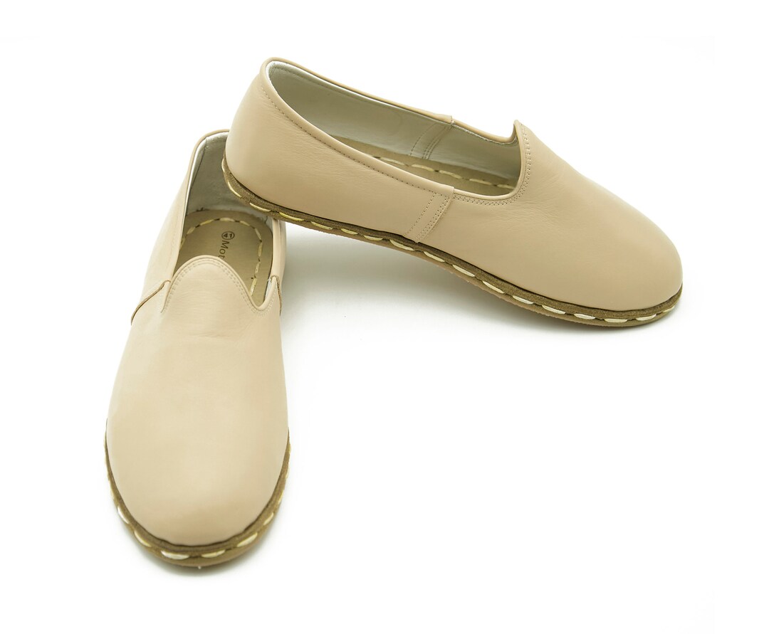 Handmade Barefoot Beige Color Shoes , Turkish Comfy Slip-ons , Travel ...