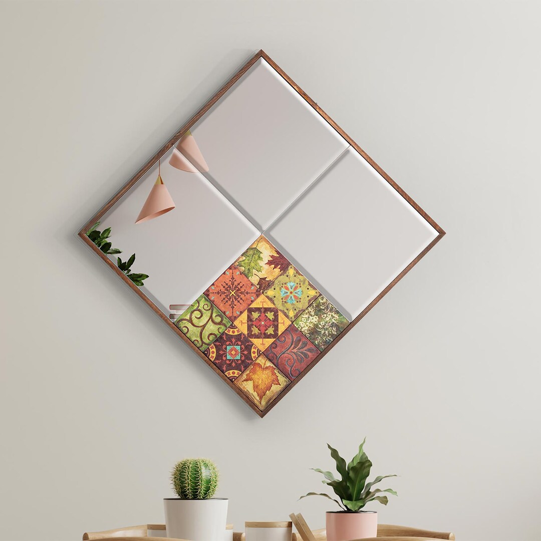 Handmade One Side Turkish Stone Tile Tetragon Mirror Diamond Wall ...