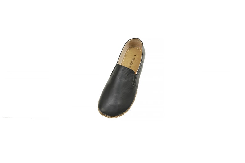 Women's Handmade Barefoot Black Slip-ons Zero Drop Sole Yemeni Shoes ...