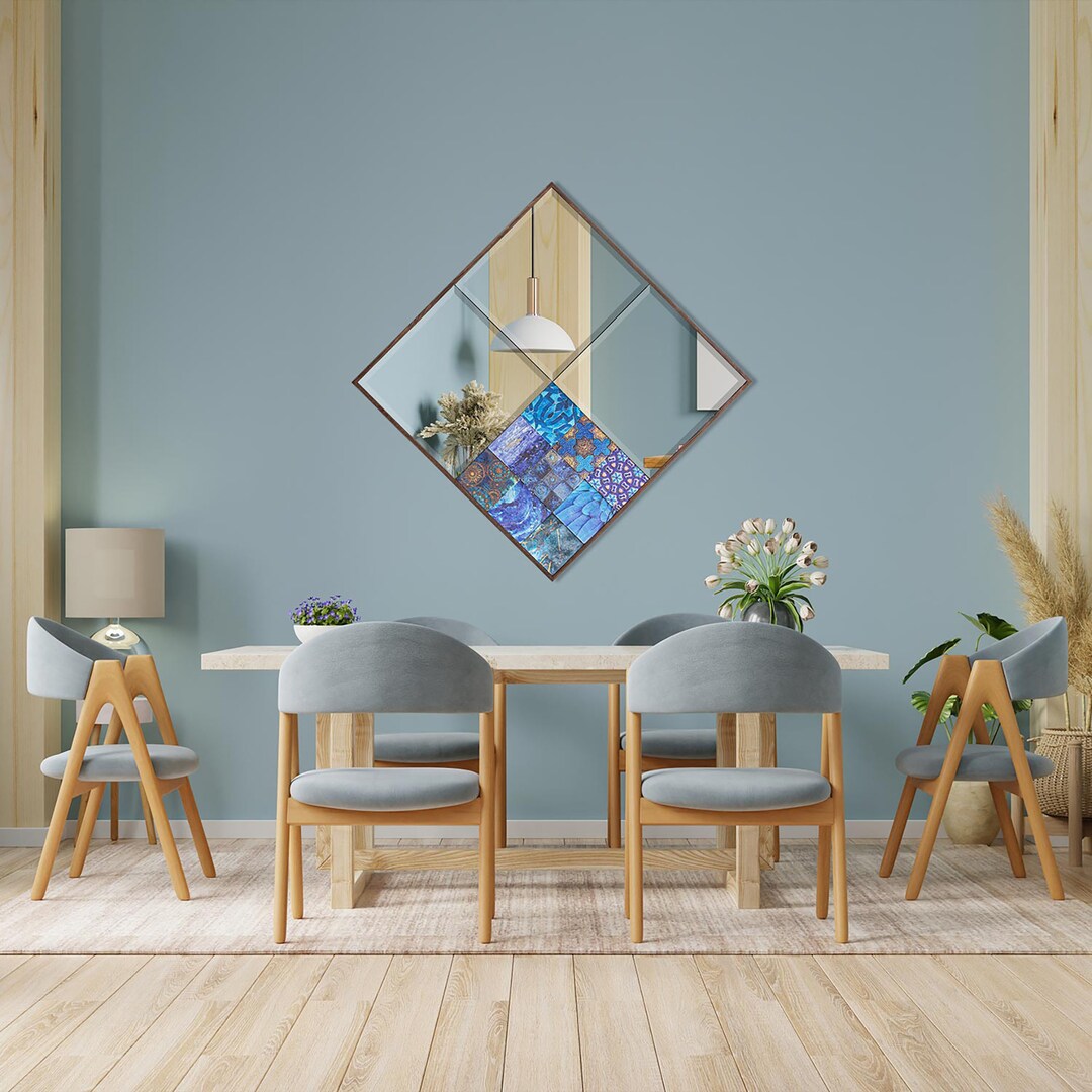 Handmade One Side Turkish Stone Tile Tetragon Mirror - Diamond Wall ...