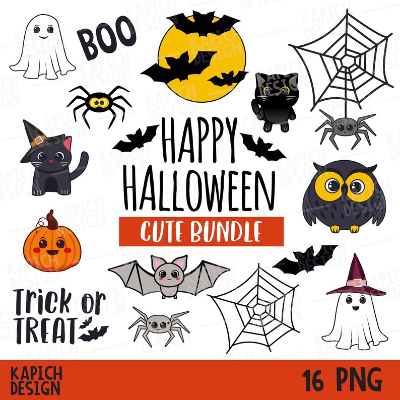 Cute Halloween Clipart Halloween Bundle - Etsy
