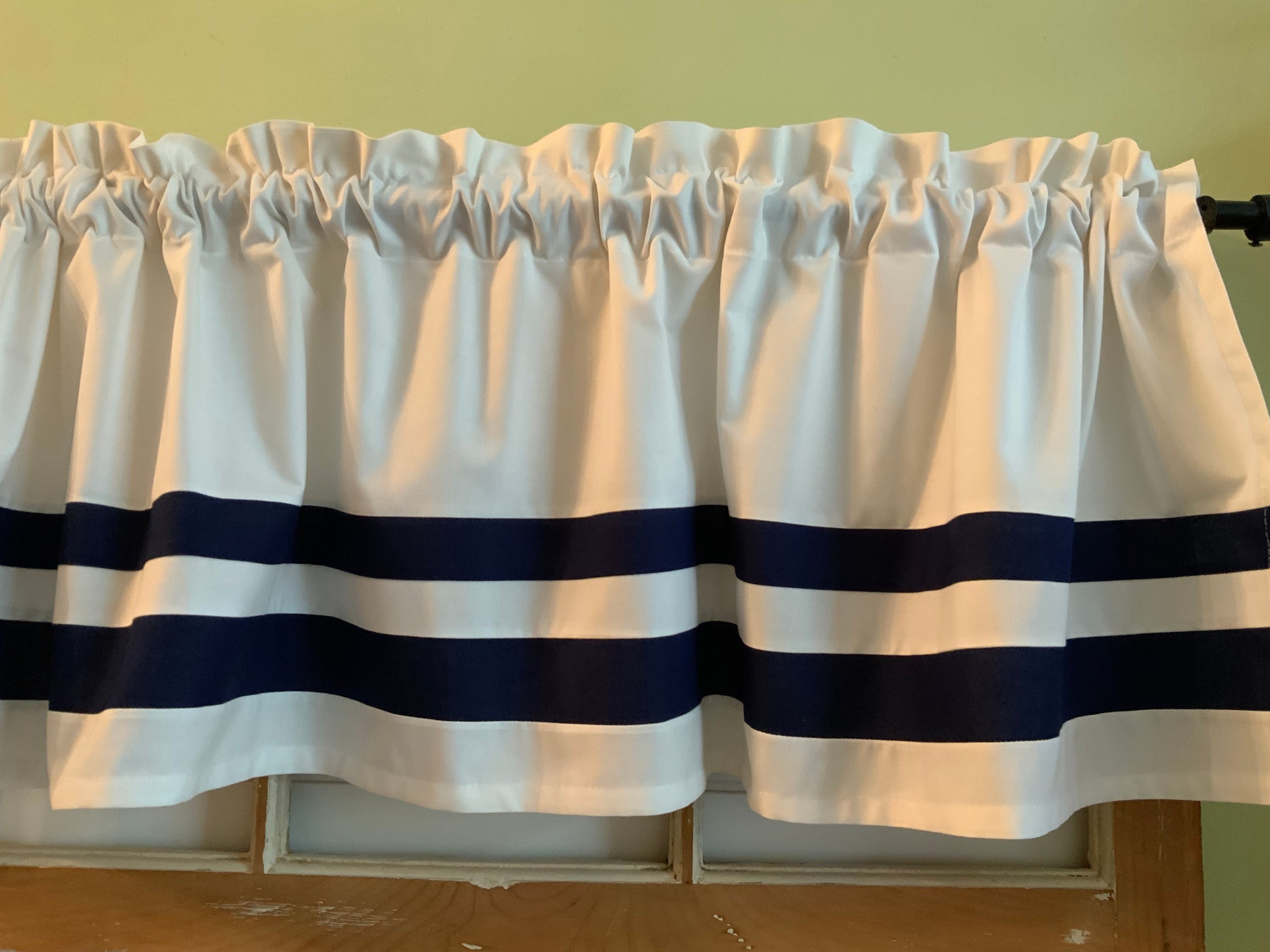Navy Blue and White Stripes Valance. Spring Summer Decor. - Etsy