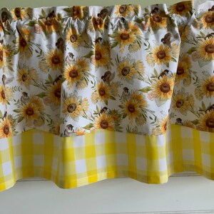 Sunflowers and Birds Valance, French Country Decor. Spring Decor Yellow ...