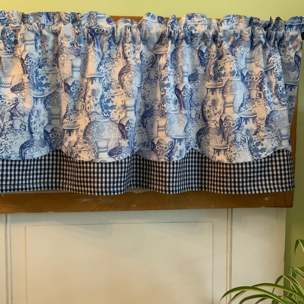Blue White Valance - Etsy